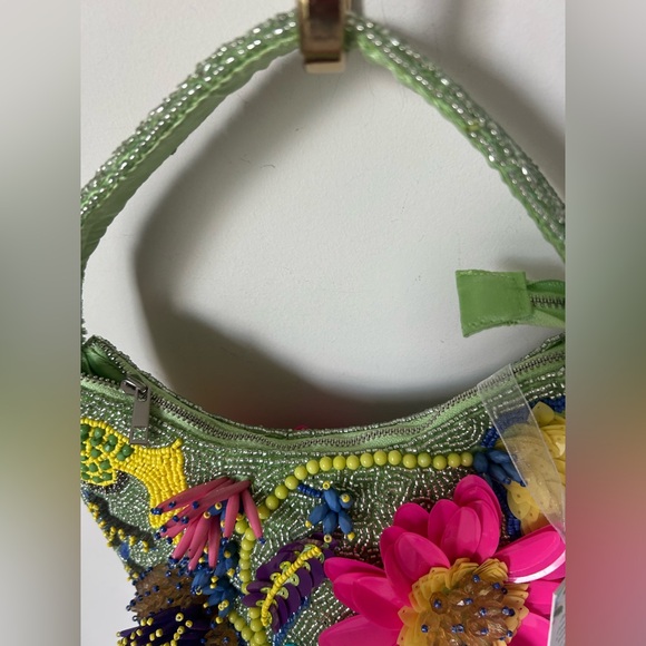 Bags | Viral Beaded Made In India Green Floral Handbag | Poshmark
